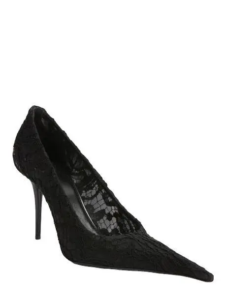 Saint Laurent Thierry Pointy Toe Lace Pump - Noir