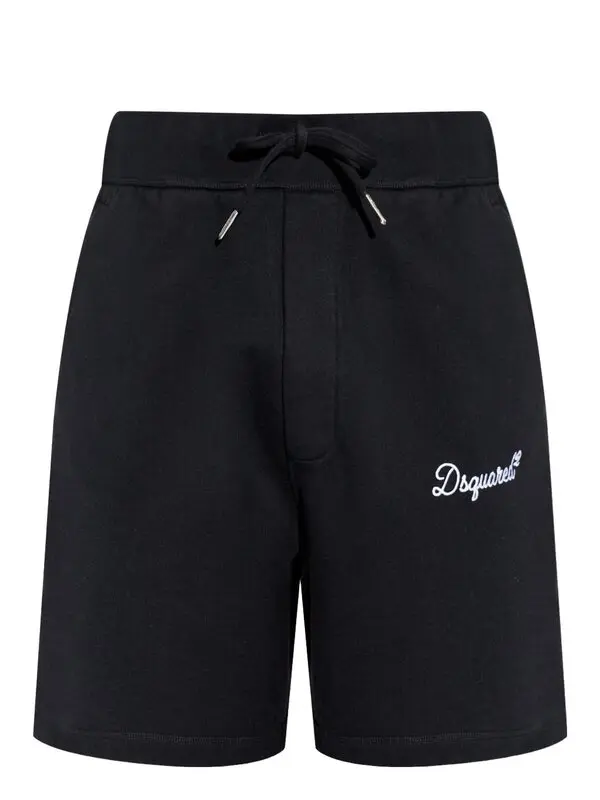 Dsquared2 Cotton Shorts With Embroidered Logo - Black