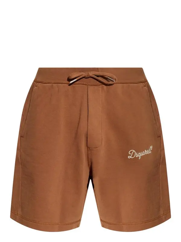 Dsquared2 Cotton Shorts With Embroidered Logo - Brown