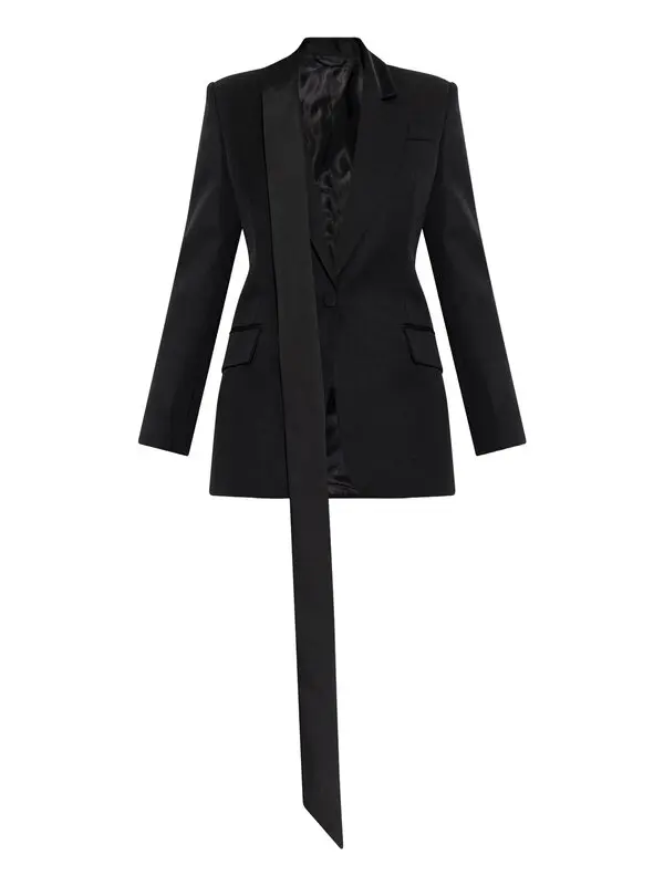 Attico Wool Blazer With Scarf - Black