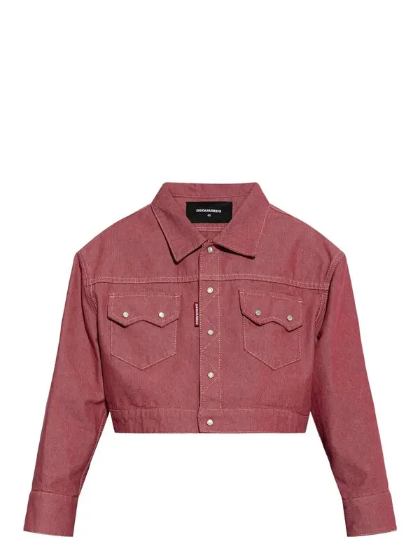 Dsquared2 Oversized Cropped Denim Jacket - Red