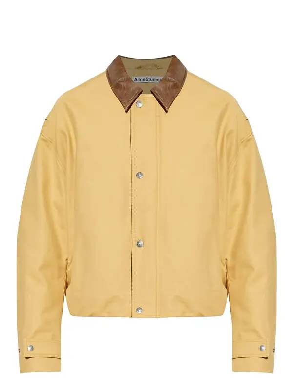 Acne Studios Insulated Jacket With Leather Collar - Beige