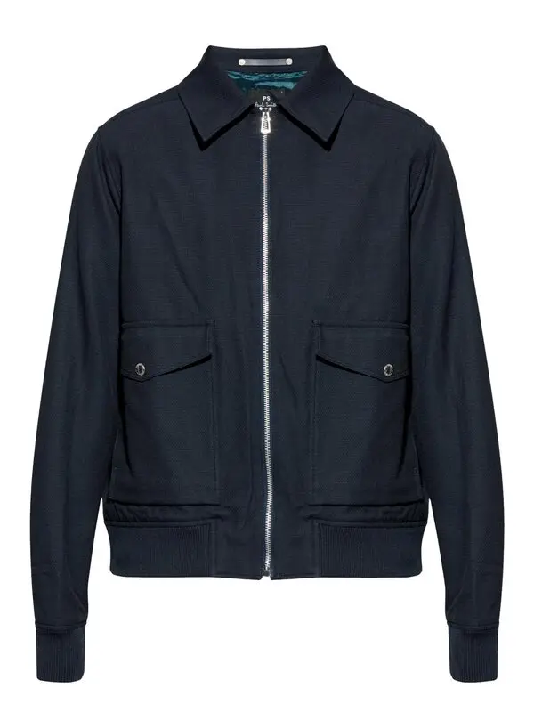 Paul Smith Cotton Jacket With Collar - Blue