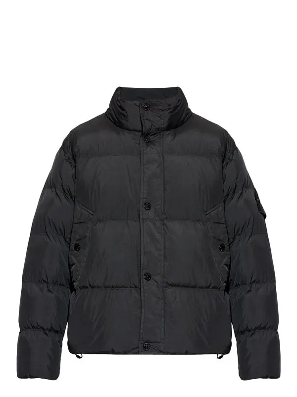 Stone Island Puffer Jacket With Stand-up Collar - Black