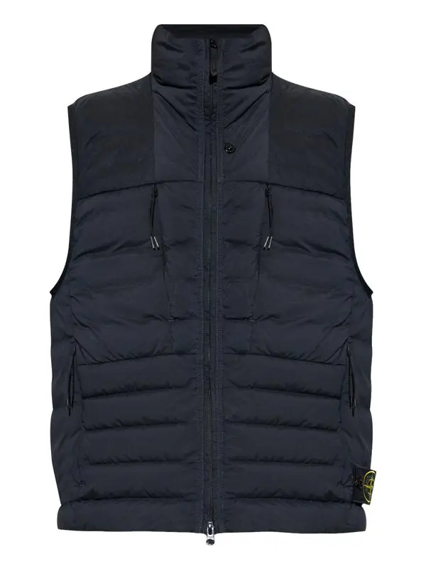 Stone Island Quilted Vest With Stand-up Collar - Navy Blue