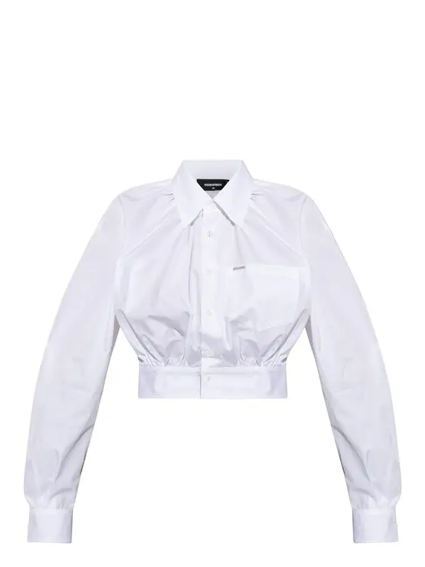 Dsquared2 Cropped Cotton Shirt With Pocket - White