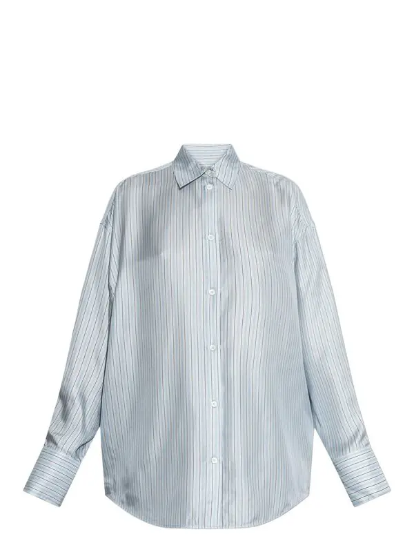 TOTEME Striped Silk Shirt - Light Blue