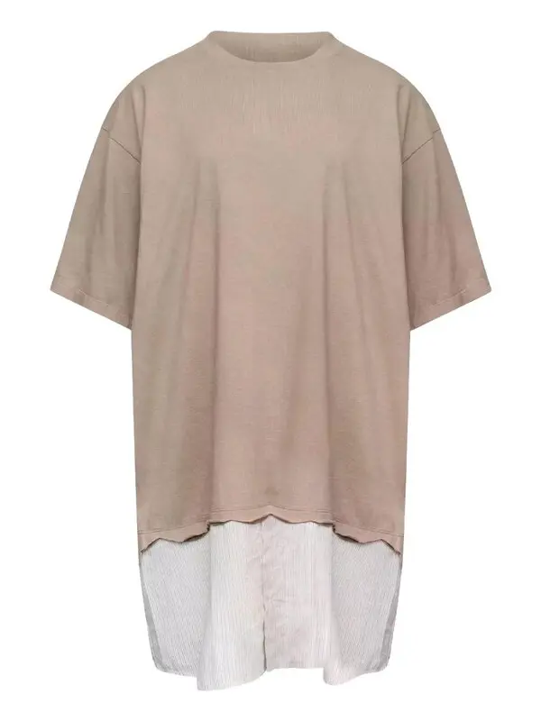 MAISON MARGIELA Striped-panel Mini T-shirt Dress - Neutrals