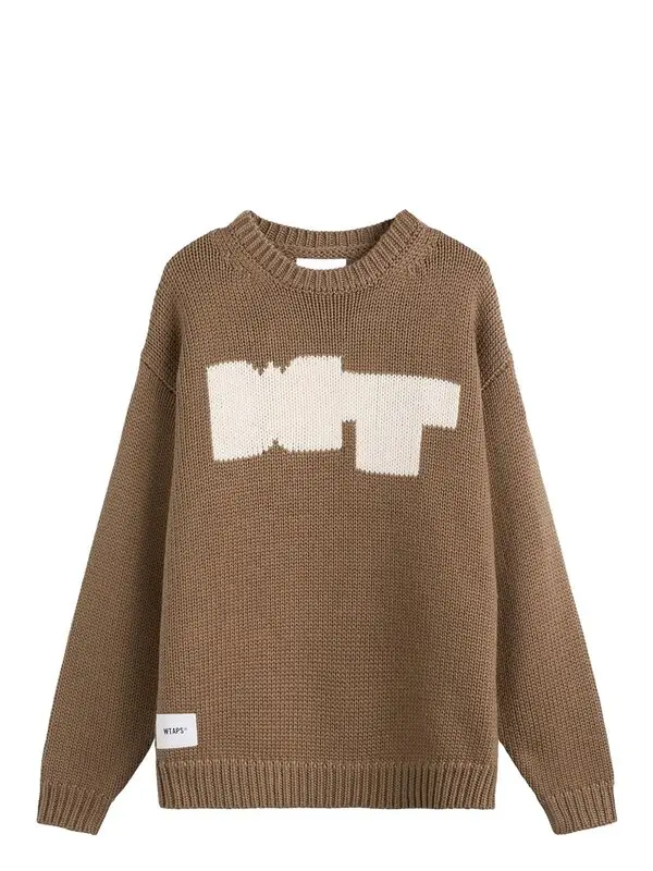 WTAPS Intarsia Knit Crewneck Sweater - Greige