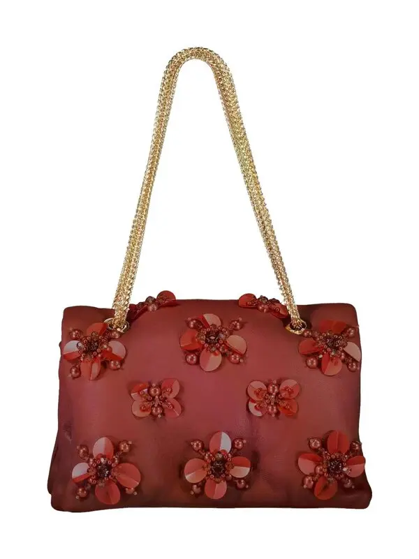 Giambattista Valli Flower-embellished Shoulder Bag - Red