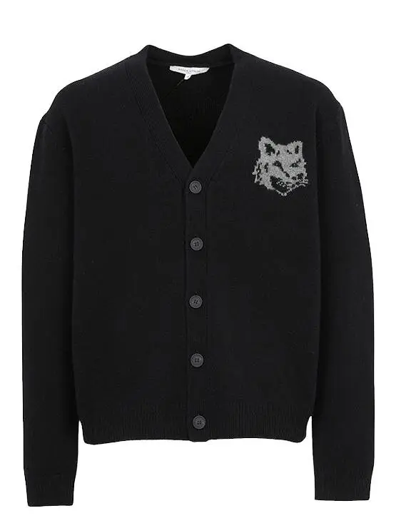 Maison Kitsuné Fox Head Intarsia Cardigan - Black