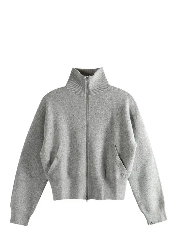 Extreme Cashmere Zip-up Funnel-neck Cashmere Cardigan - Grey