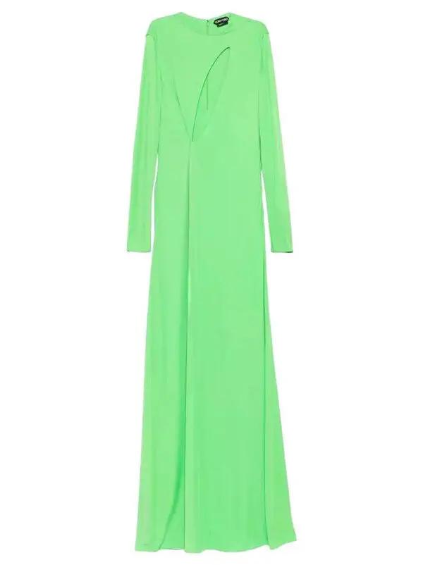 TOM FORD Cut-out Long-sleeve Maxi Dress - Green