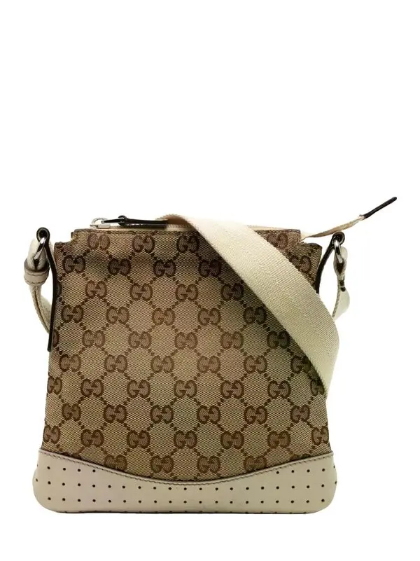 Gucci Gg Canvas Perforated Crossbody Bag - Brown