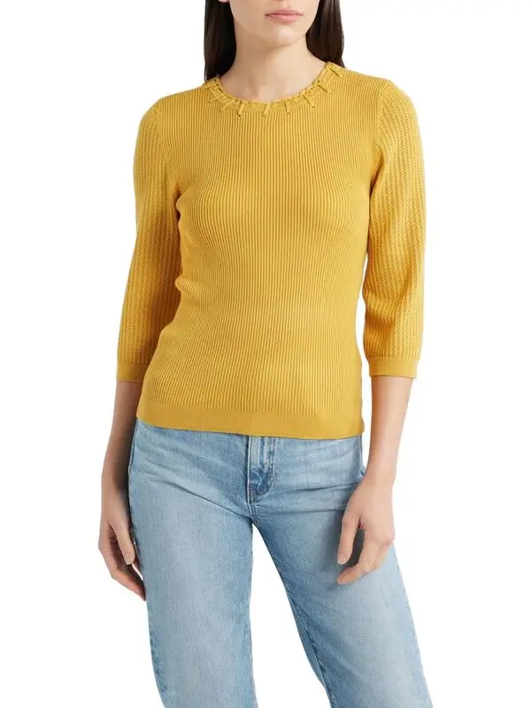 Wit & Wisdom Elbow Sleeve Rib Sweater - Golden Glow
