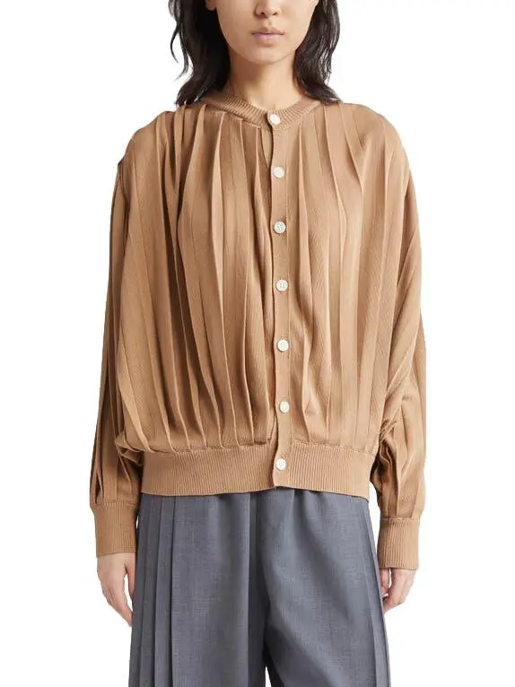 Undercover Pleated Cardigan - Beige