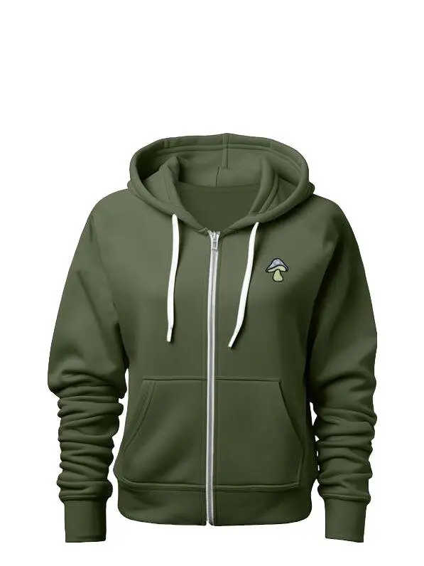 DALIX Mushroom Zip Hoodie - Military Green