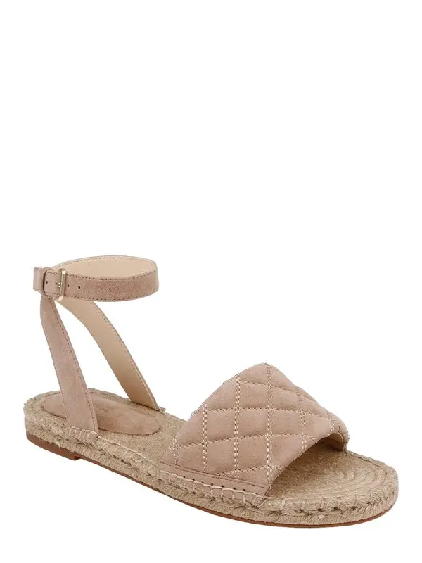 L'Agence Grece Ankle Strap Espadrille Sandal - Cappuccino Suede