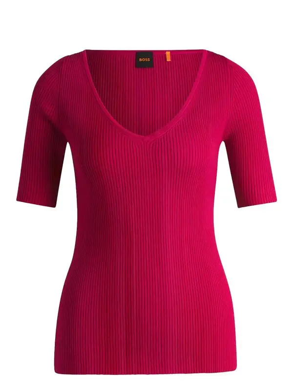 BOSS Ribbed T-shirt - Pink