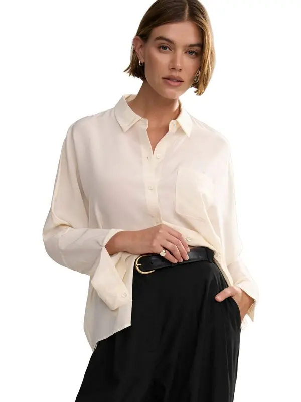 Jenni Kayne Silk Sloane Shirt - Ivory