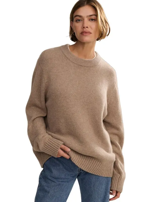 Jenni Kayne Cashmere Oversized Crewneck Top - Stone