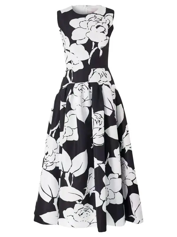 Carolina Herrera Floral-print Midi Dress - Black