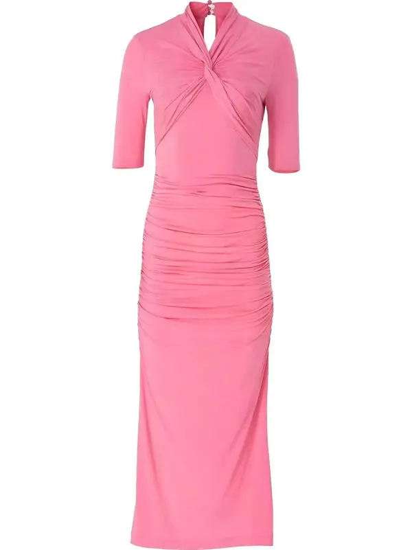 Carolina Herrera Ruched Midi Dress - Pink