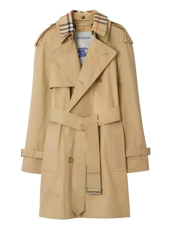 Burberry Vintage Check Cotton Trench Coat - Neutrals