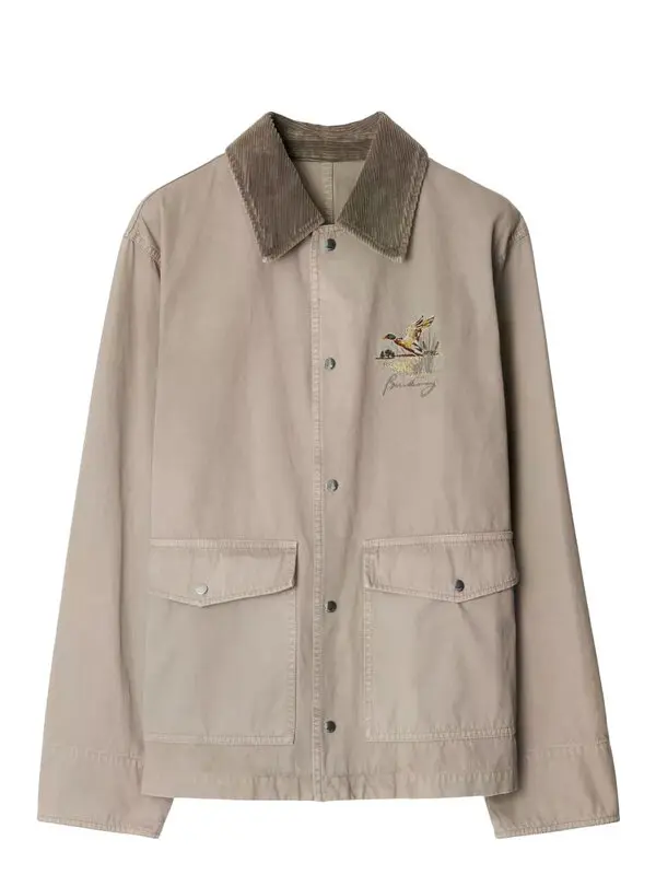 Burberry Motif-embroidered Shirt Jacket - Neutrals
