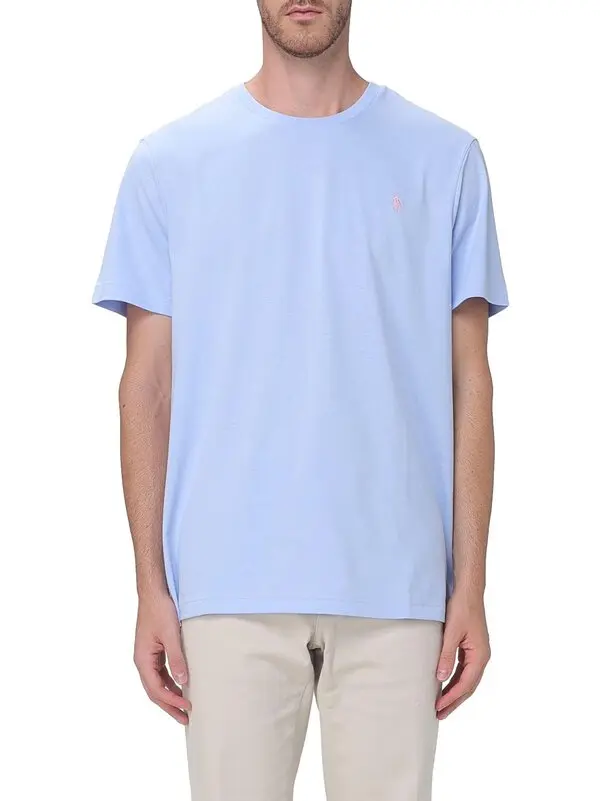 Polo Ralph Lauren Slim Fit Cotton T-shirt With Embroidered Logo And Crew Neck - Blue
