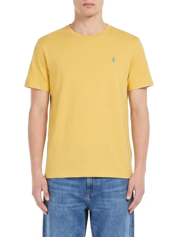 Polo Ralph Lauren Slim Fit Cotton T-shirt With Embroidered Logo And Crew Neck - Lemon