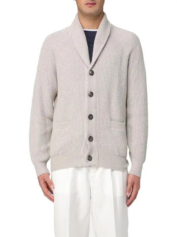 Brunello Cucinelli Cotton Cardigan With Shawl Collar - Beige