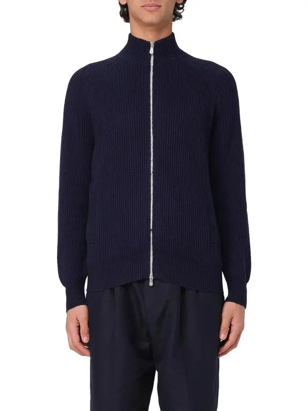 Brunello Cucinelli Fine Knit Zip-up Sweater - Blue