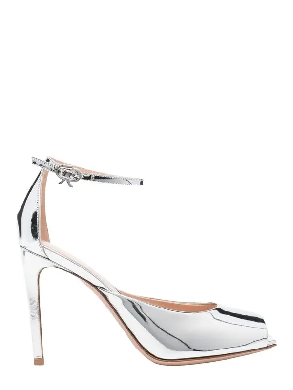 GIANVITO ROSSI Metallic Heeled Sandal - Silver