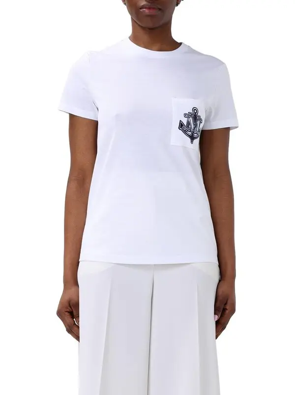 Max Mara Cotton T-shirt With Pocket Detail - White