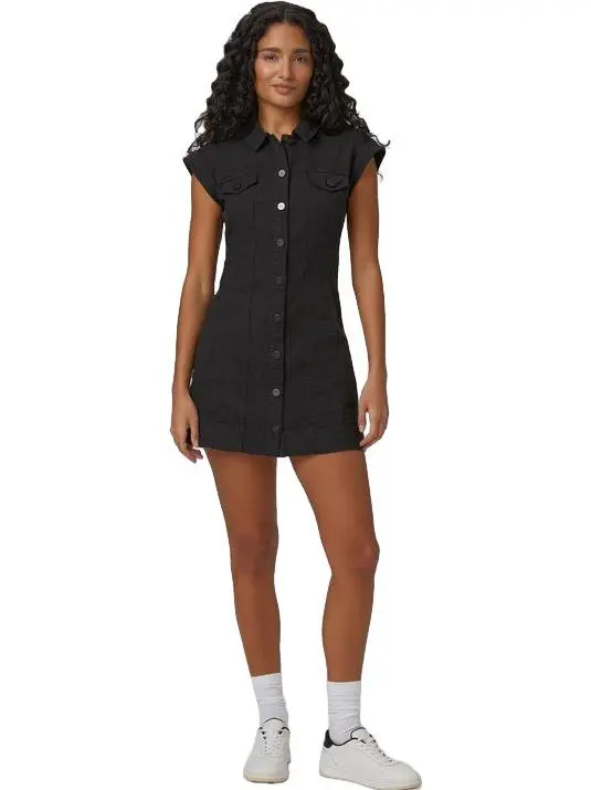 Paige Dekalb Mini Denim Dress - Black