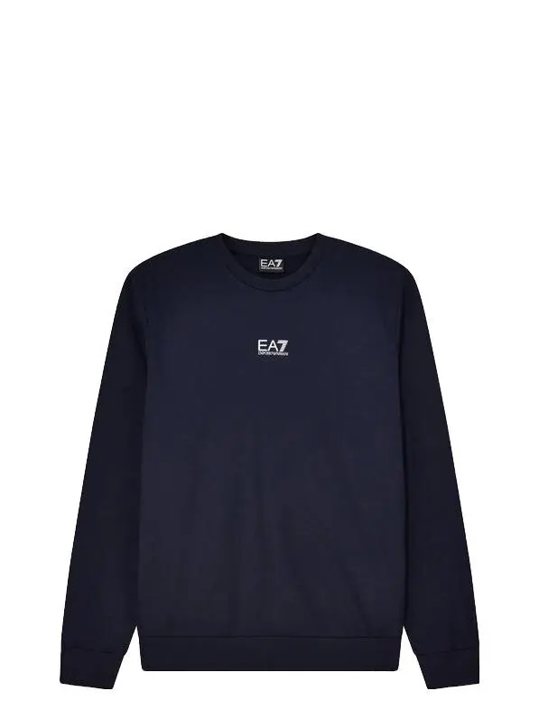 EA7 Core Identity Cotton Crew-neck Sweatshirt - Blue