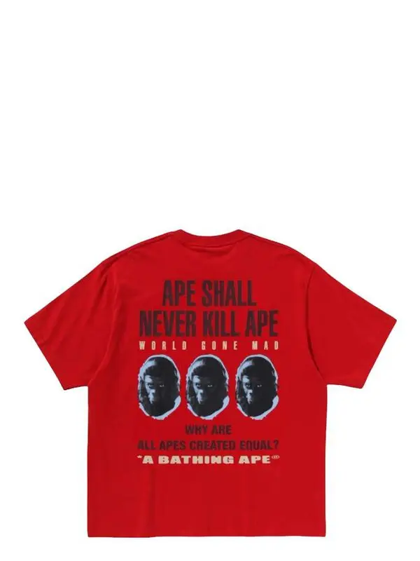 A BATHING APE Slogan Relaxed Fit Tee Shirt - Red