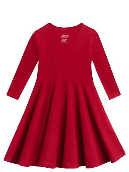 MIGHTLY Organic Cotton Solid Twirl Dress - Red