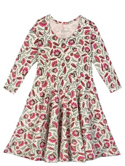 MIGHTLY Organic Cotton Print Twirl Dress - Folk Floral