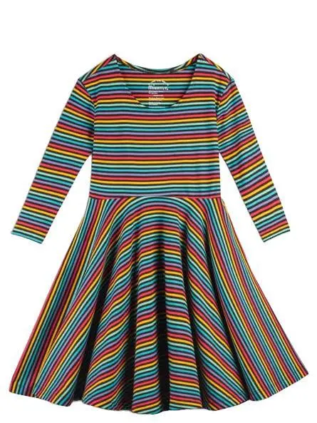 MIGHTLY Organic Cotton Print Twirl Dress - Jewel Stripe