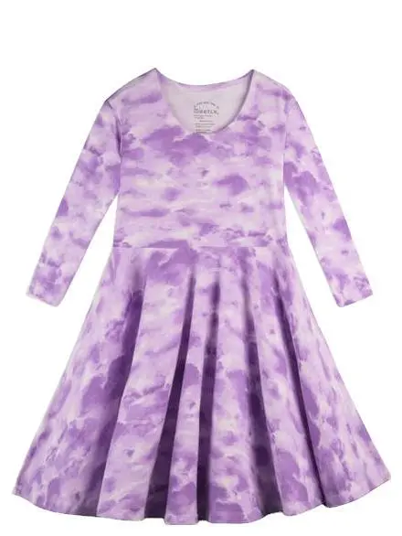 MIGHTLY Organic Cotton Print Twirl Dress - Lilac Cloud