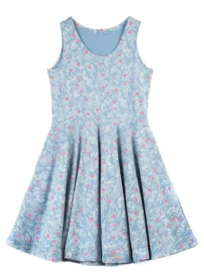 MIGHTLY Organic Cotton Sleeveless Fit & Flare Dress - Cherry Blossom