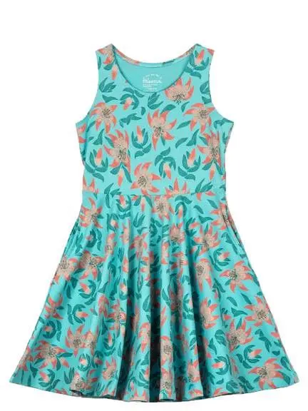 MIGHTLY Organic Cotton Sleeveless Fit & Flare Dress - Tiger Lily