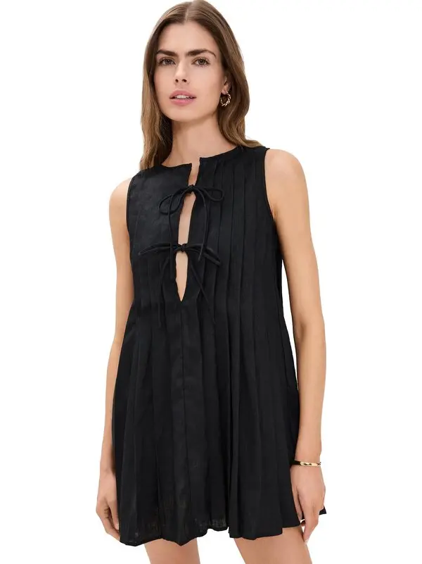 VRG GRL Valeria Linen Mini Dress - Black