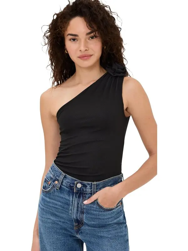 LE BOP Carrie One-shoulder Top - Black