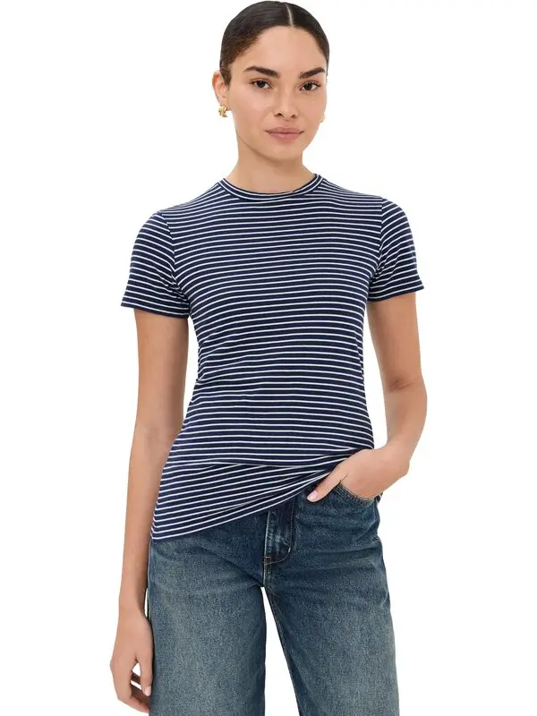 NILI LOTAN Lana Striped Tee - Navy/natural Stripe