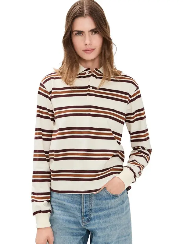 Lioness Leisure Striped Polo - Coffee Stripe