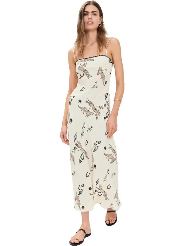 VRG GRL Cosmic Bias Cut Maxi Dress - Cream