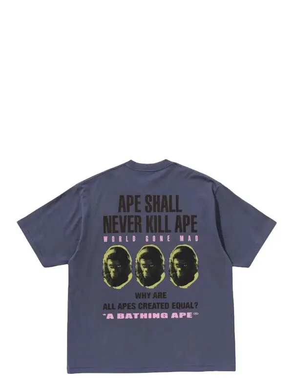 A BATHING APE Slogan Relaxed Fit Tee Shirt - Blue
